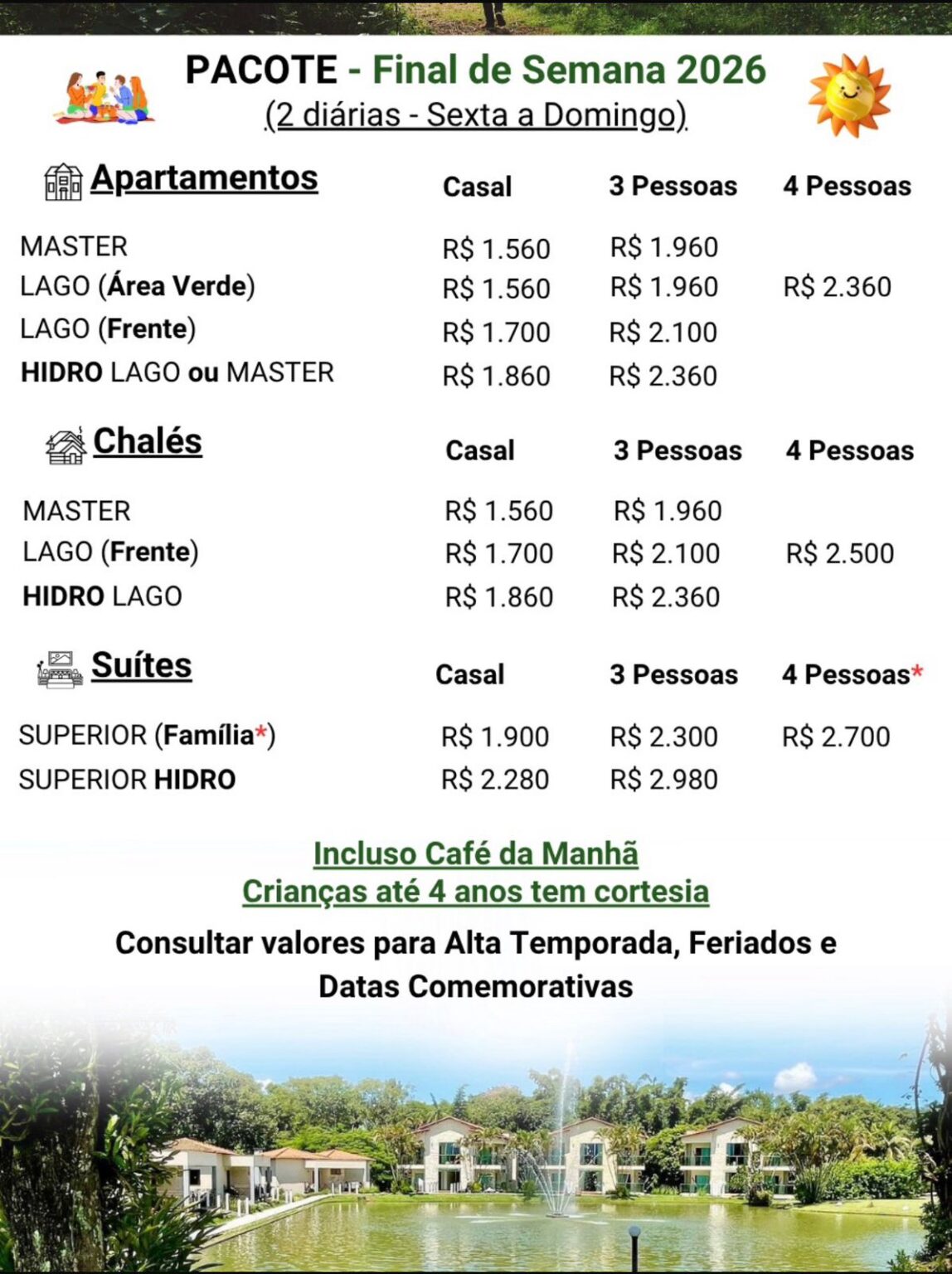 Pacotes - Fim de Semana - Pousada do Lago Penedo